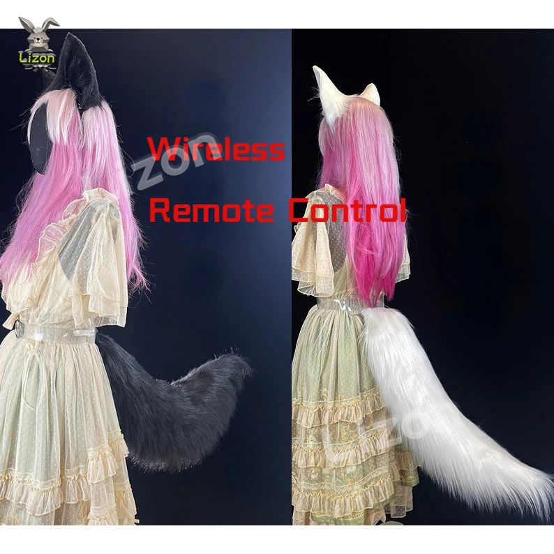 Anime Fox Tail Cosplay Electric Tail Wireless Remote Control White Fox ...