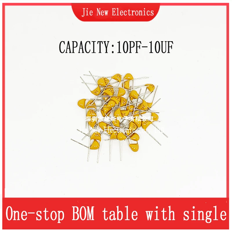 100pcs Monolithic Ceramic Capacitor 10pf ~ 10uf 22pf 1nf 47nf 220nf ...