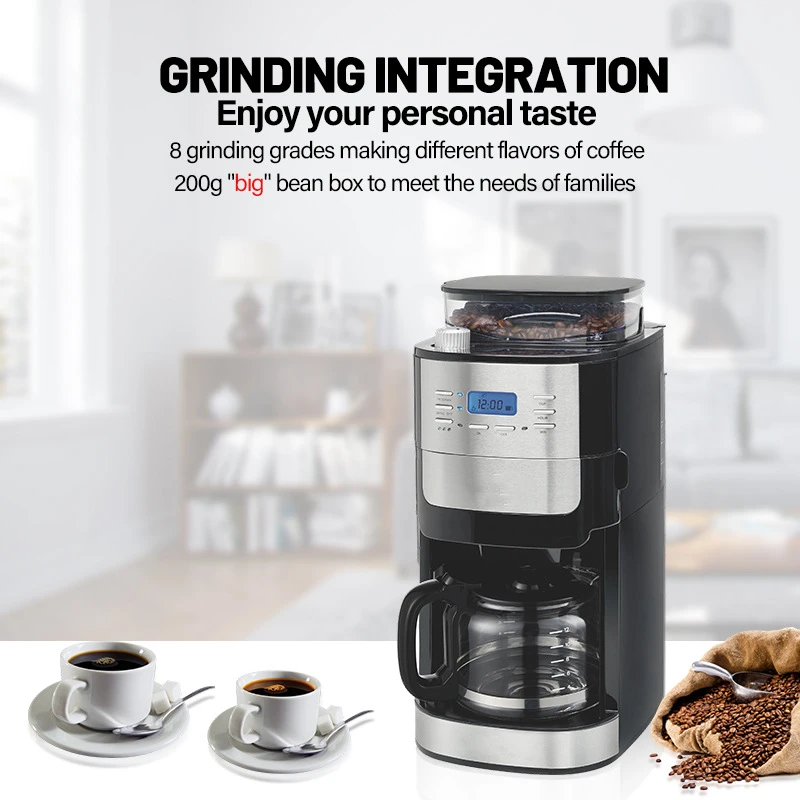 Automatic Coffee Machine Integrated Grinder 220-240V Electric Drip ...