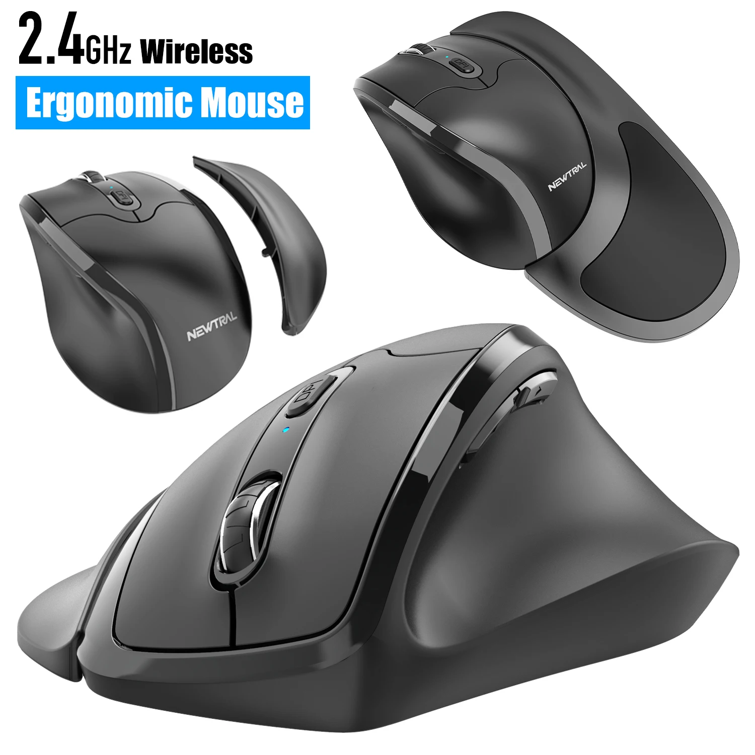 Ergonomic Vertical Mouse 2.4G Right left Hand Office Gaming Removable ...
