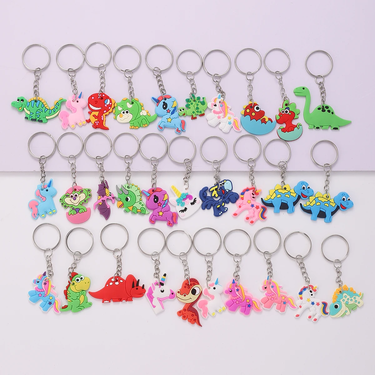 30pcs-Animal-Series-Keychains-PVC-Soft-Rubber-Dinosaur-Unicorn-Key-Ring ...
