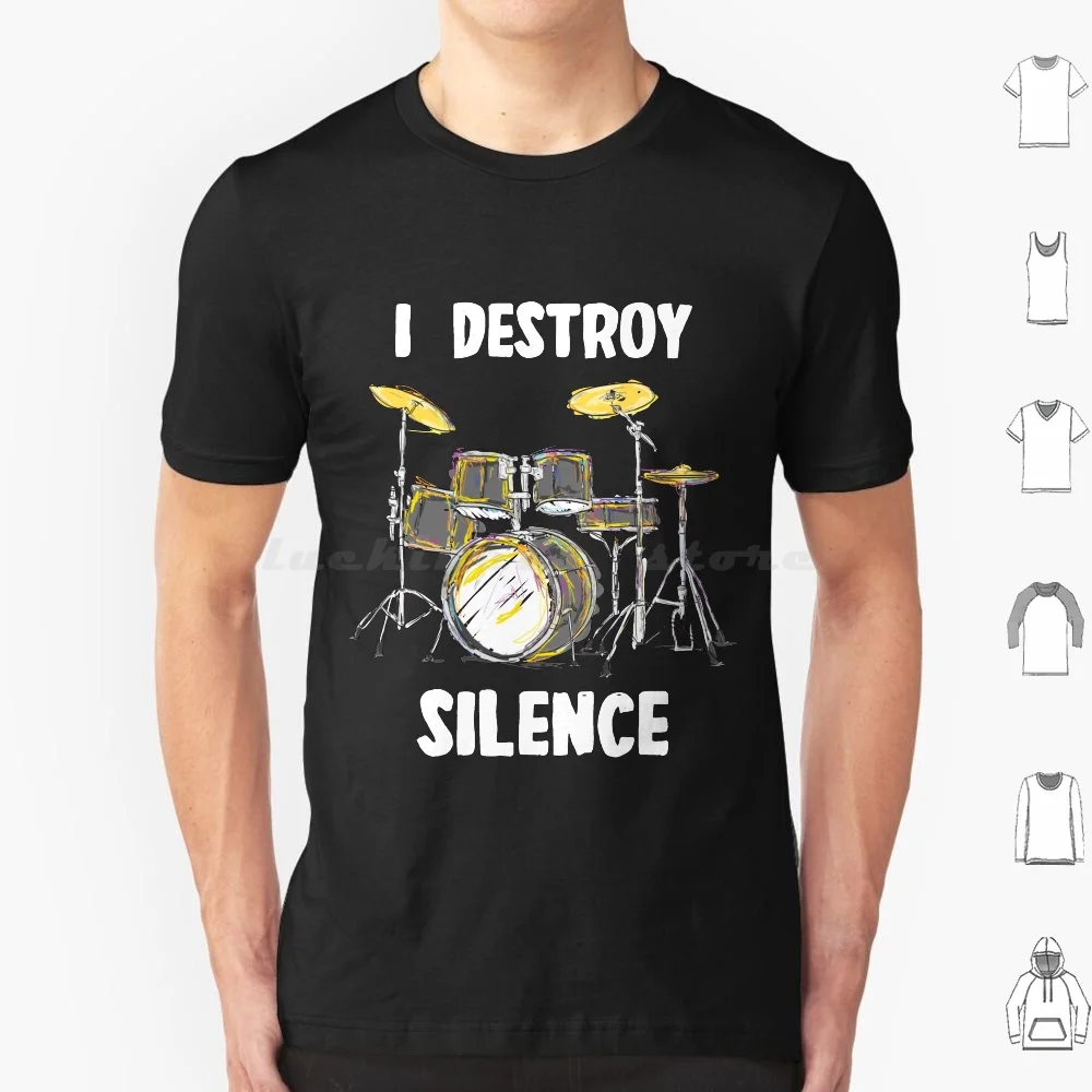Drums-I-Destroy-Silence-Spruch-Drummer-Drummer-T-Shirt-Men-Women-Kids ...