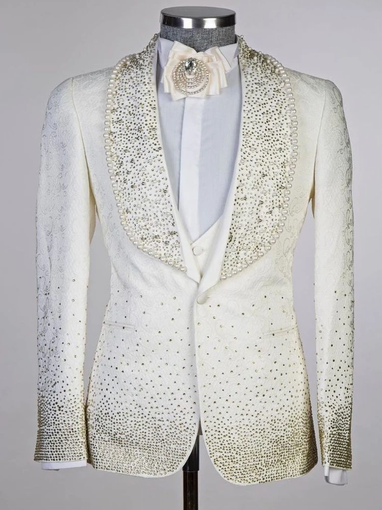 Exquisite-Beads-Peaarls-DiamondsWedding-Groom-Men-Suits-2-Pieces-Blazer ...