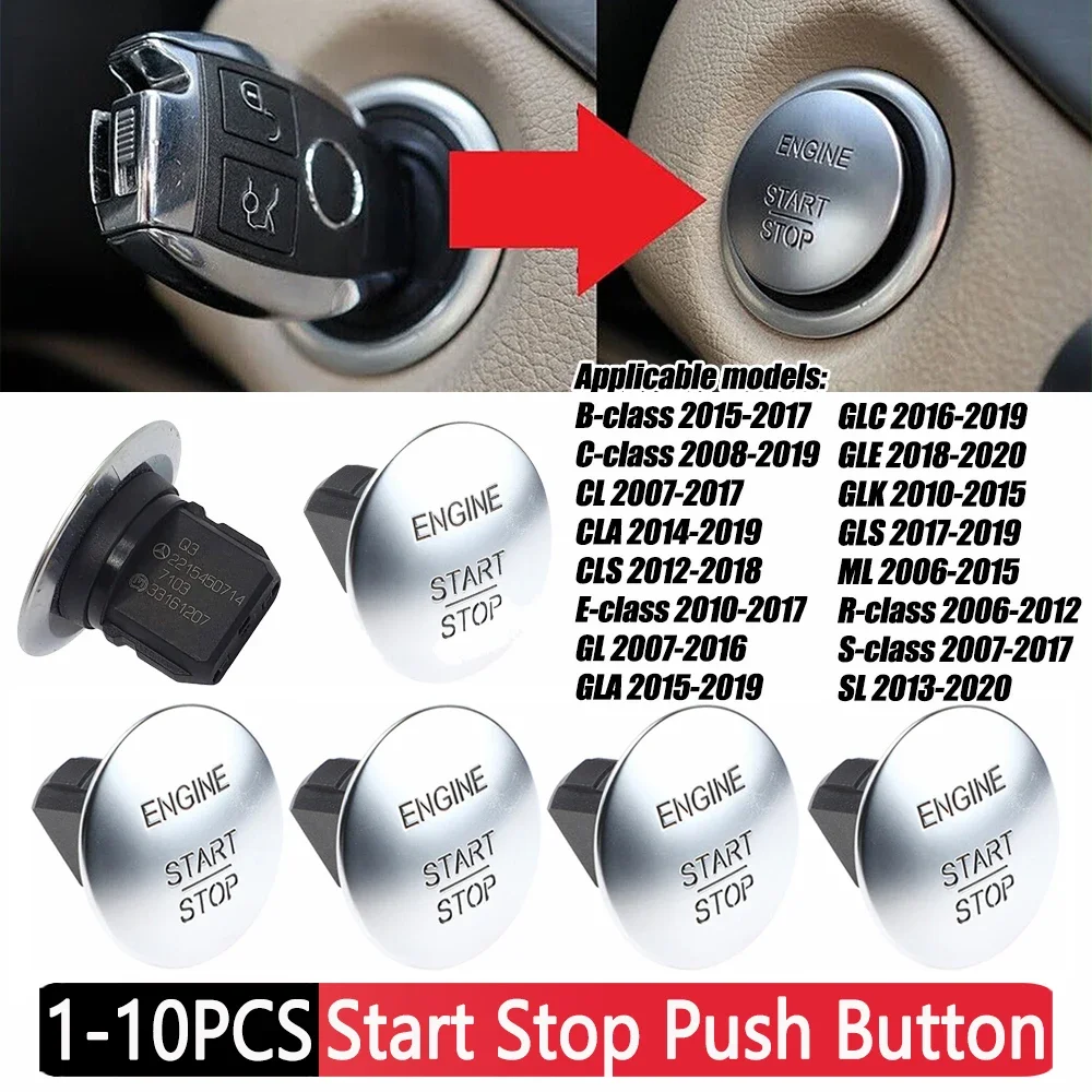 1-5Pcs ABS Engine Start Stop Button Knob For Mercedes A/B/C/E Series ...