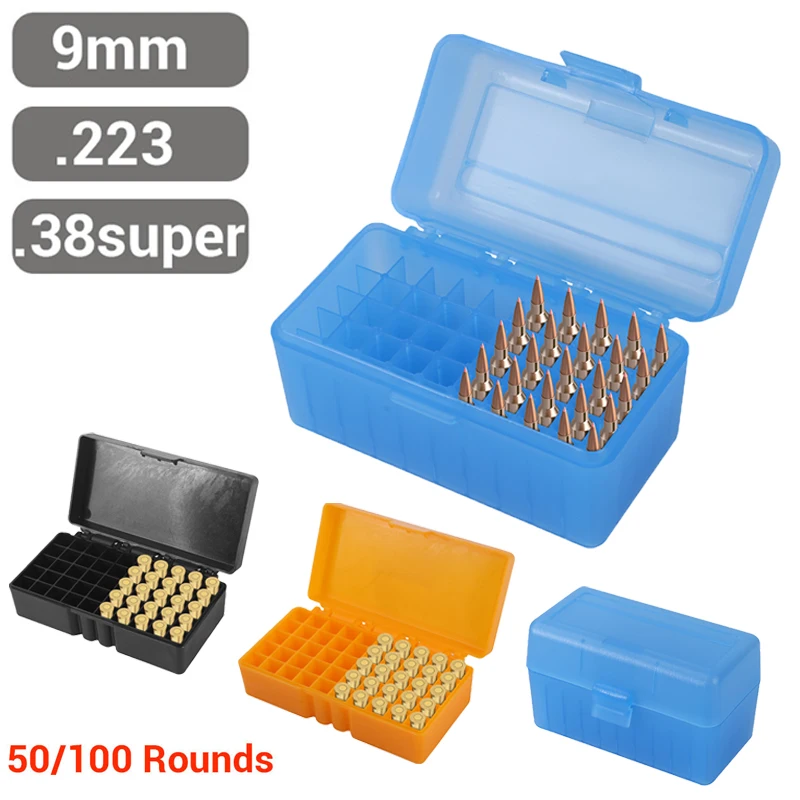 50-100-Rounds-Ammo-Box-9mm-223-38-Caliber-Flip-Top-Ammunition-Box-for ...