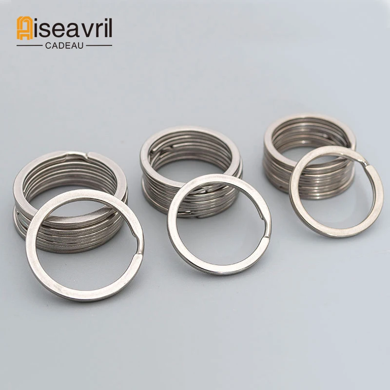 100pcs-Stainless-Steel-Key-Rings-15-20-25-28-30-35mm-Round-Flat-Line ...