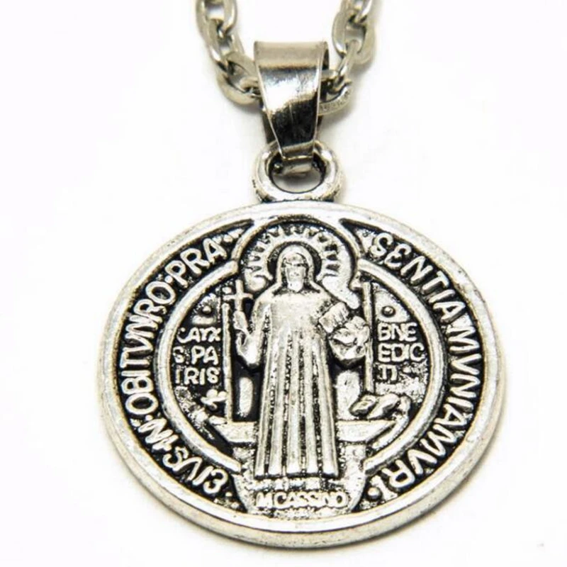 Catholic-Saint-St-Benedict-Medallion-Necklace-Round-Coin-Exorcism ...