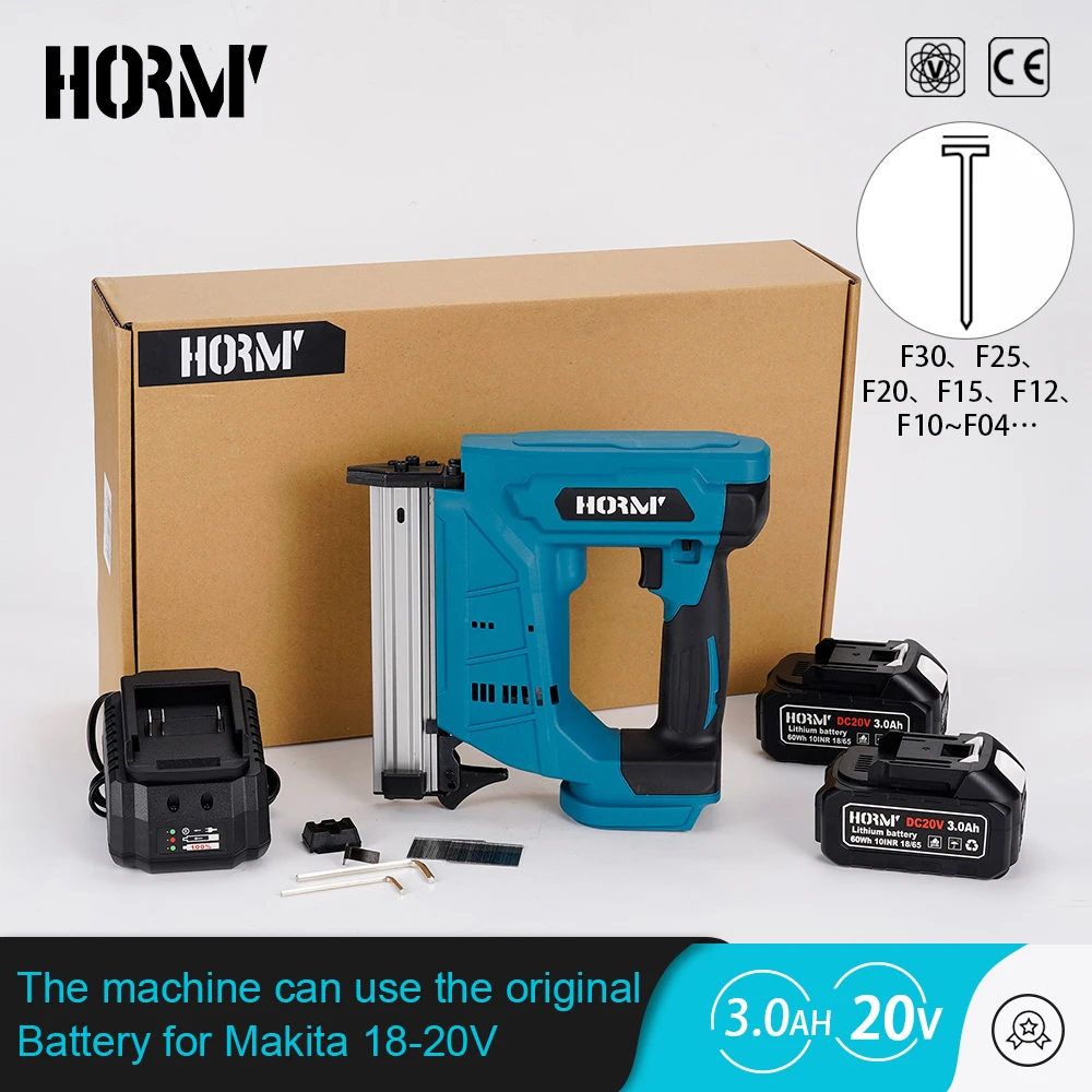 20V Electric Nail Gun Cordless Pneumatic Charging Nail Gun V-shaped ...