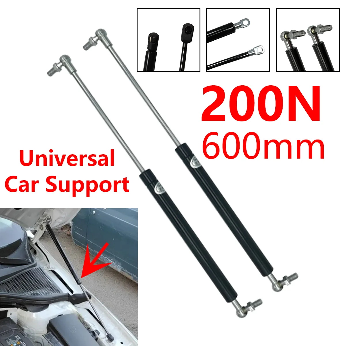 2Pcs Universal 200N 600mm Car Struts Front Bonnet Hood Rear Trunk ...