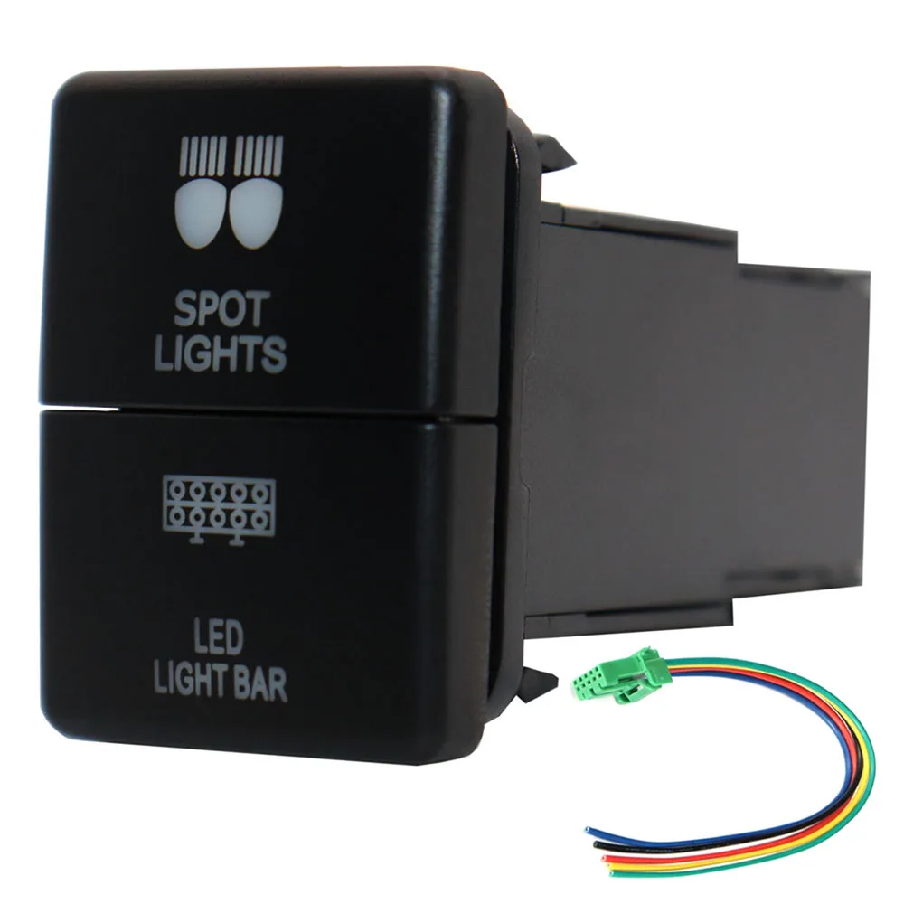 12V-Dual-Push-Button-Switch-Spot-Light-Bar-Lights-Led-ON-Off-Blue-Green ...