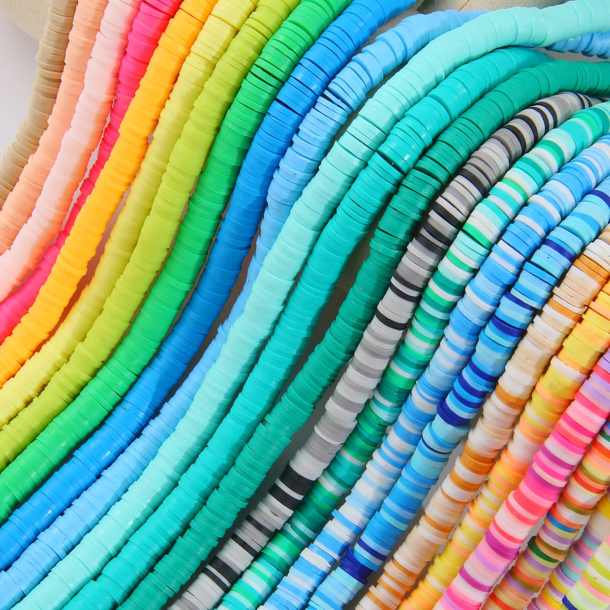 6mm 350Pcs Handmade Flat Round Polymer Clay Beads Chip Disk Loose ...