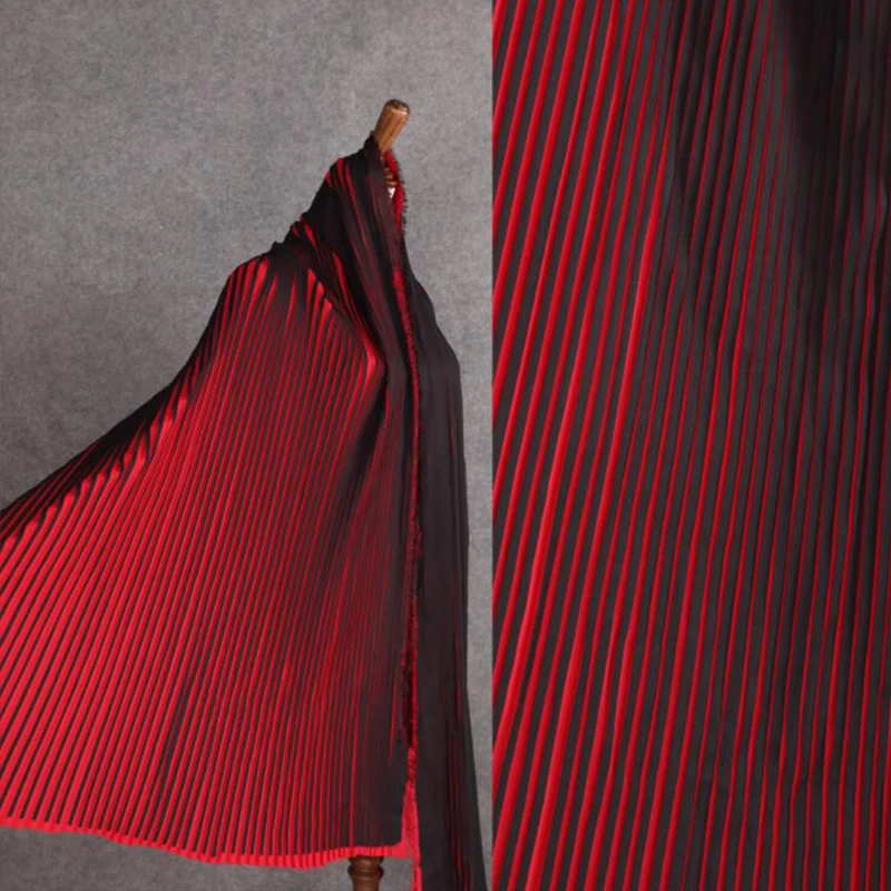Women's Pleated Striped Chiffon Fabric,Smooth Feel,Large Bottom Dress ...