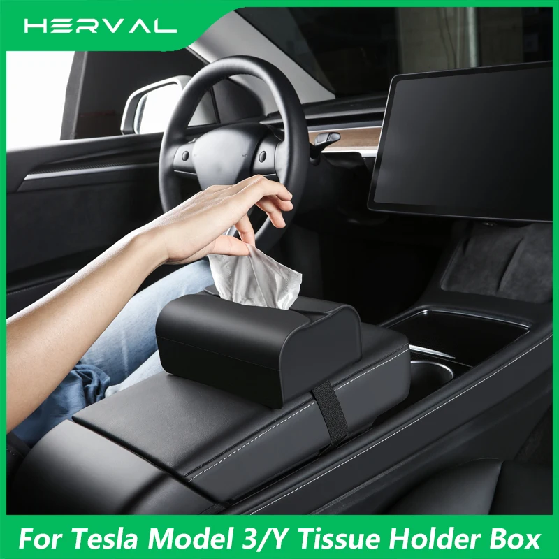 For Tesla Model 3 Model Y Car Tissue Box Storage Bag Hidden Behind ...