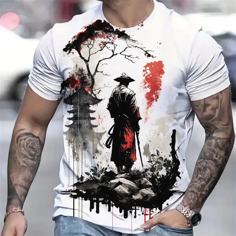 3D Printed Japan Samurai T Shirt For Men Personality Pattern T-Shirts ...