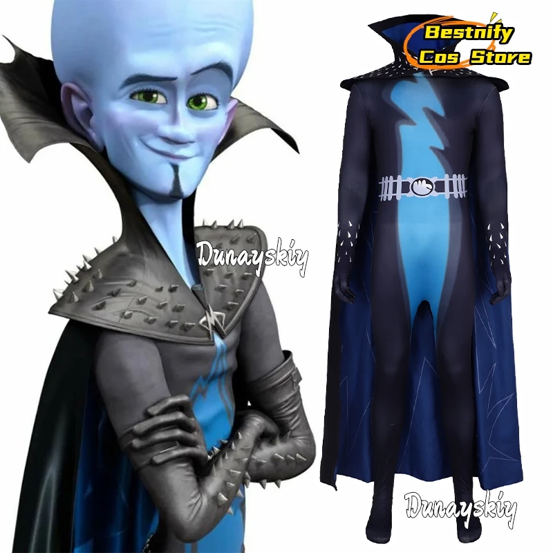 Anime Megamind Cosplay Costume Unisex Outfit Jumpsuits Cloak Uniform ...