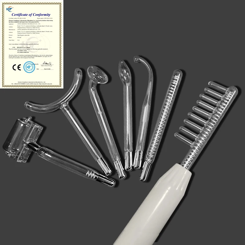 7-in1-High-Frequency-Electrode-Wand-w-Neon-Electrotherapy-Glass-Tube ...