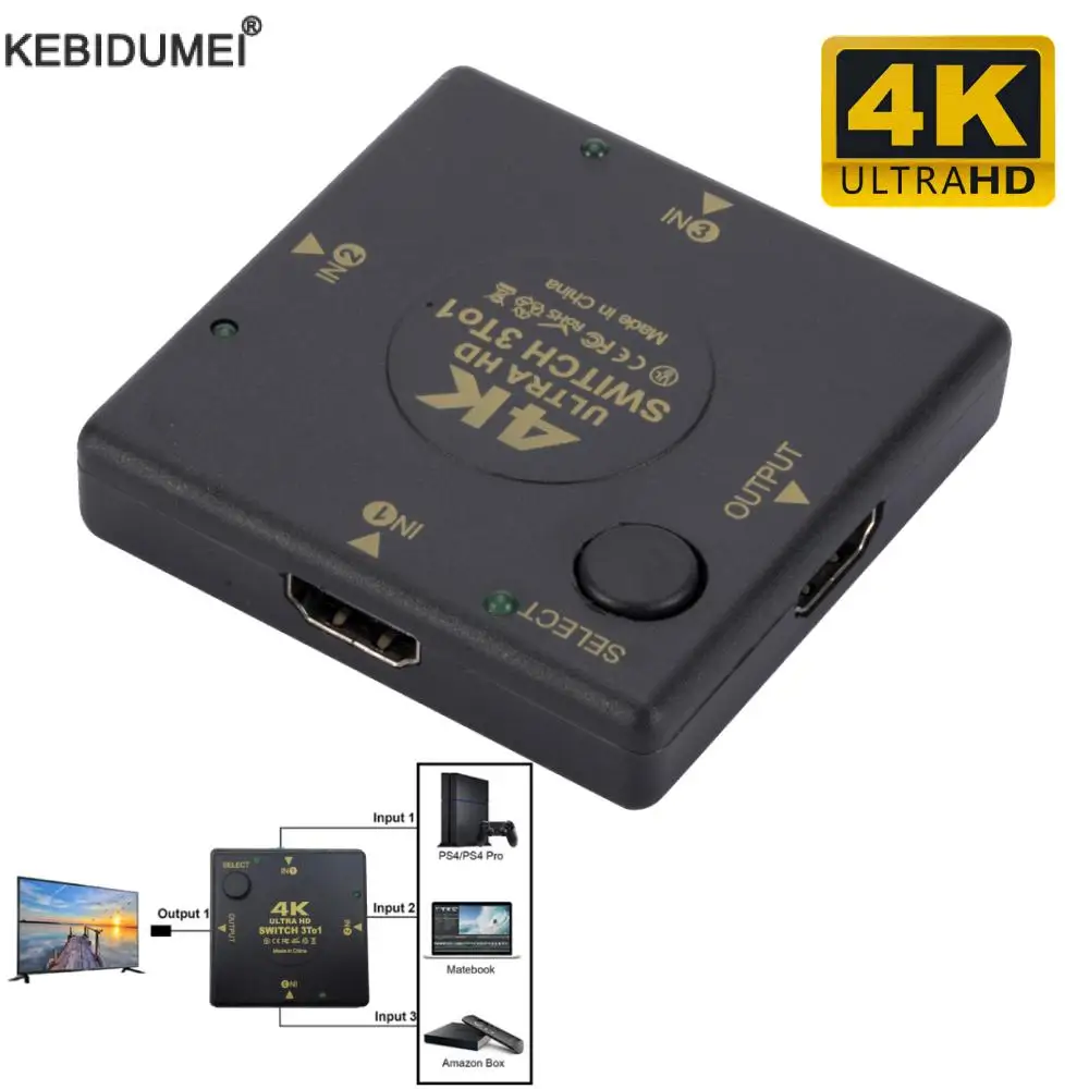 4K-HDMI-Switch-3-In-1-Out-HDMI-Switcher-HDMI-Video-Audio-Switcher-Box ...
