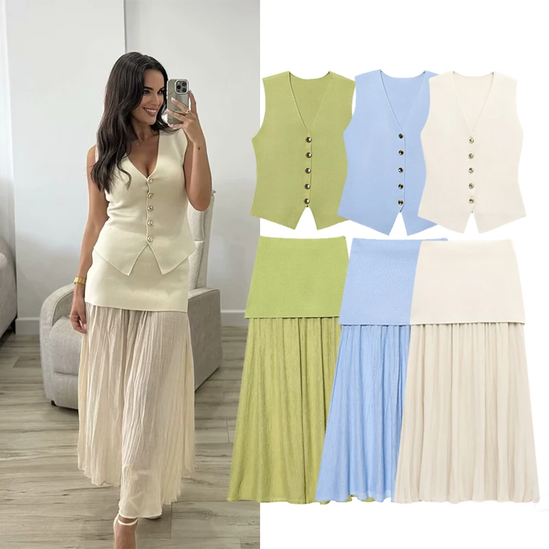 New Knit Ensembles Pulls Party Outfit Lady Sets Two Piece Skirt Set ...