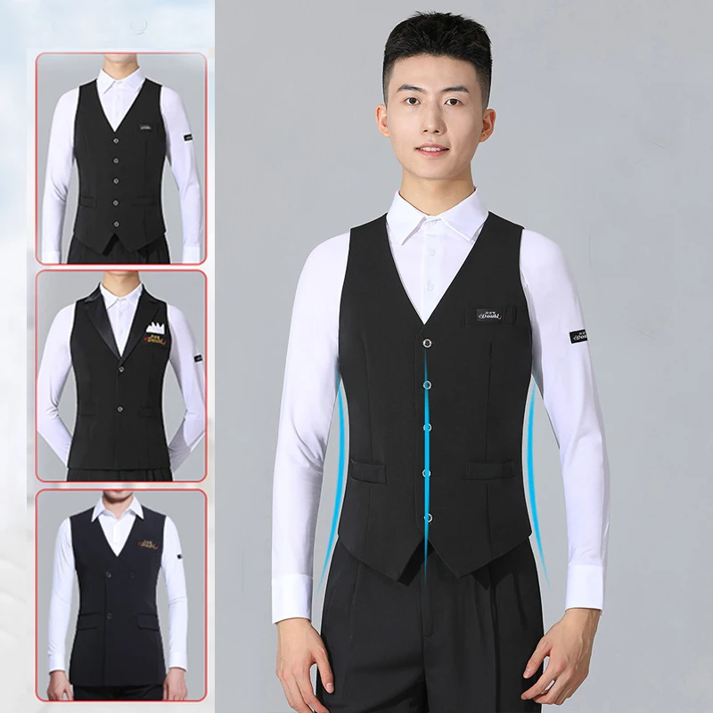 National Standard Latin Dance Tops Men Black Latin Dancing Top Waltz ...