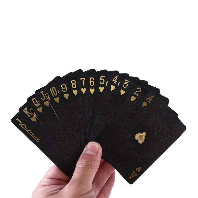 Black-Gold-A-Deck-Of-Plastic-Waterproof-Playing-Card-Group-Poker-Suit ...