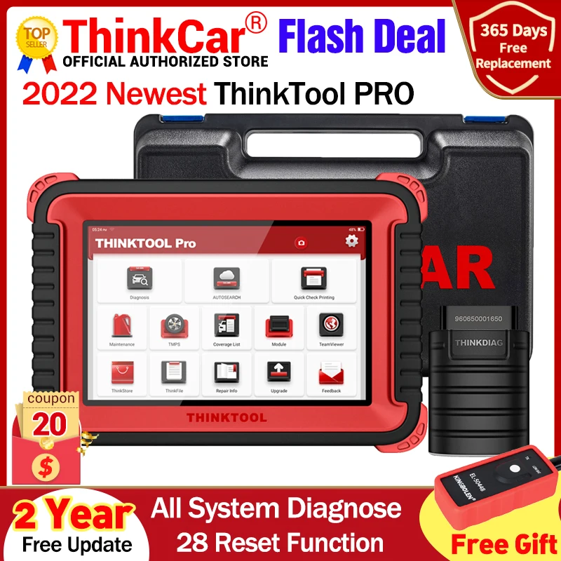 THINKCAR THINKTOOL Pro 풀 시스템 자동차 진단 도구, ECU 코딩, 자동차 스캐너, 액티브 테스트, 34 리셋 ...