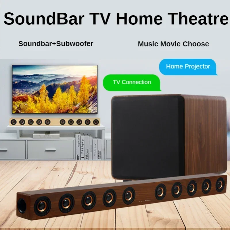 40W-Wooden-TV-SoundBar-Bluetooth-Speaker-Home-Theater-System-3D ...