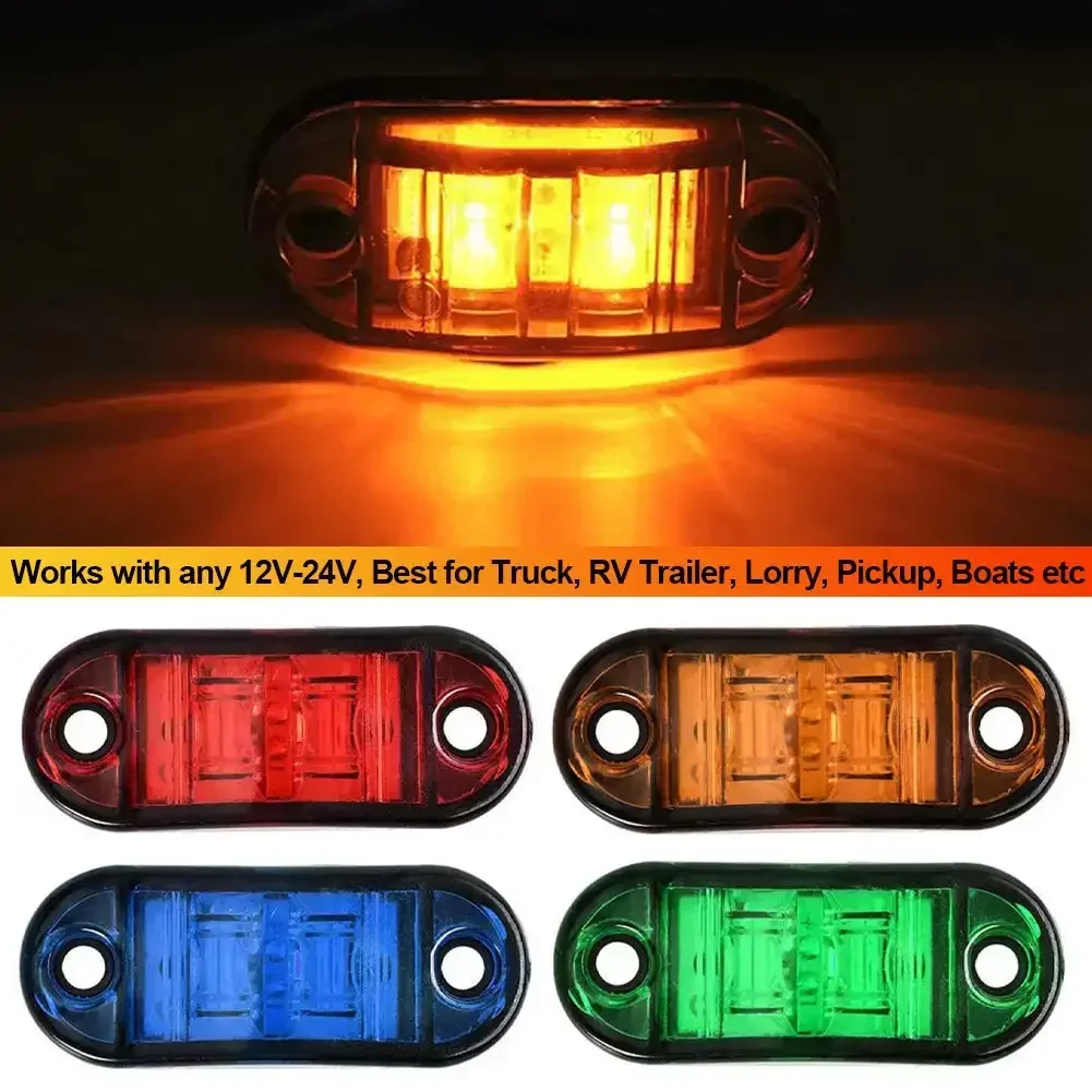 2PCS LED Car Side Marker Lamp Red Yellow White For Trailer Truck ...
