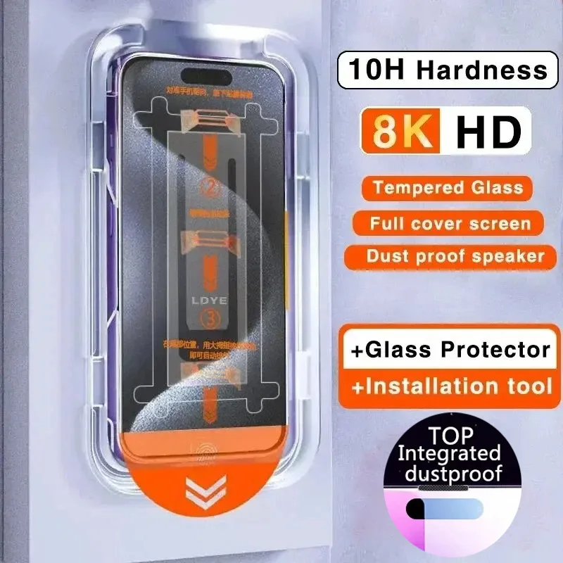 1Pcs-Dust-Free-Glass-For-iPhone-15-13-12-14-Pro-Max-HD-Oleophobic ...