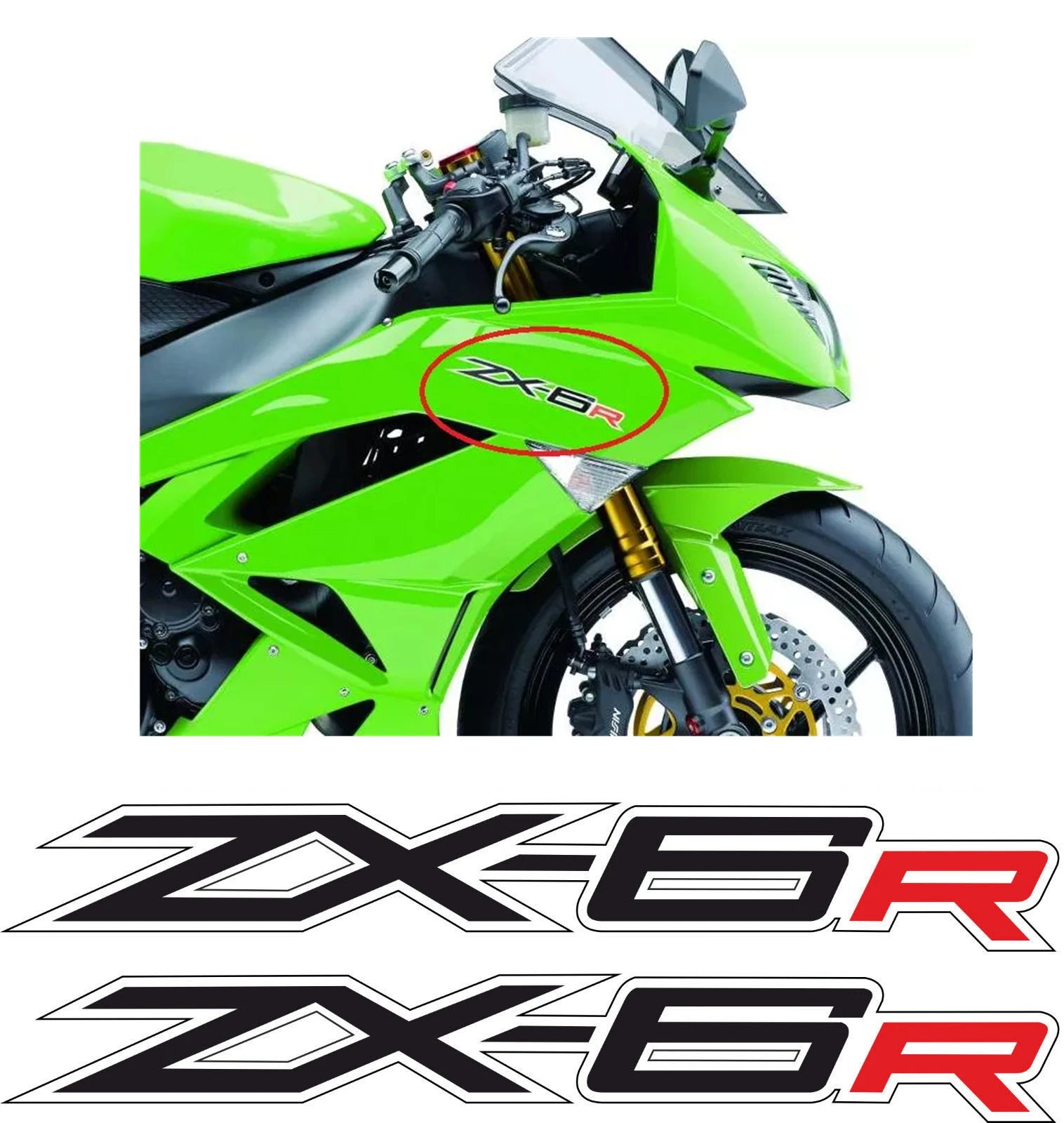 200mm-x-25mm-Motorcycle-ZX-6R-ZX6R-Left-Right-Fairing-Decals-Stickers ...