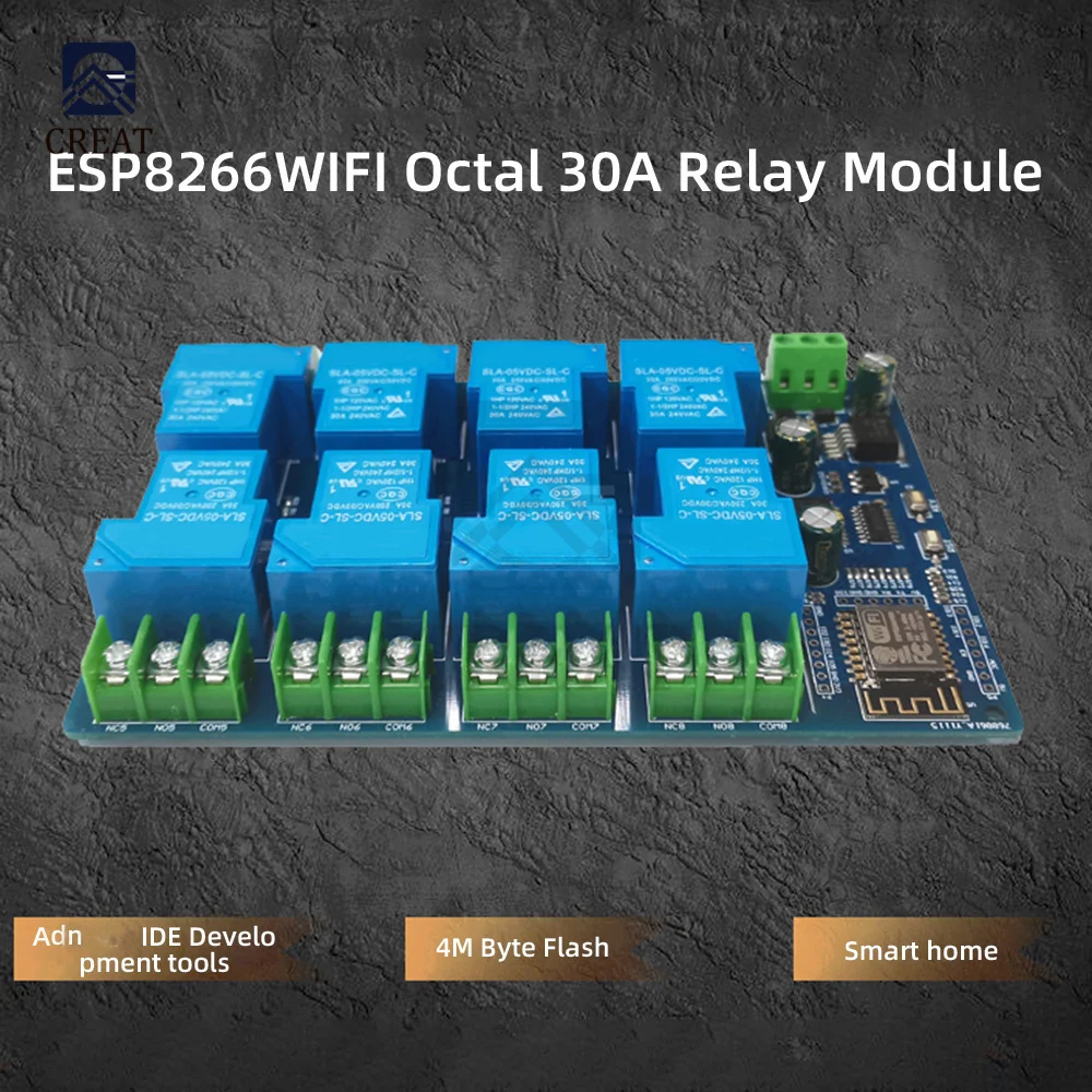 DC7-28-5V-Power-Supply-ESP8266-WIFI-8-Channel-30A-Relay-Module-ESP-12F ...