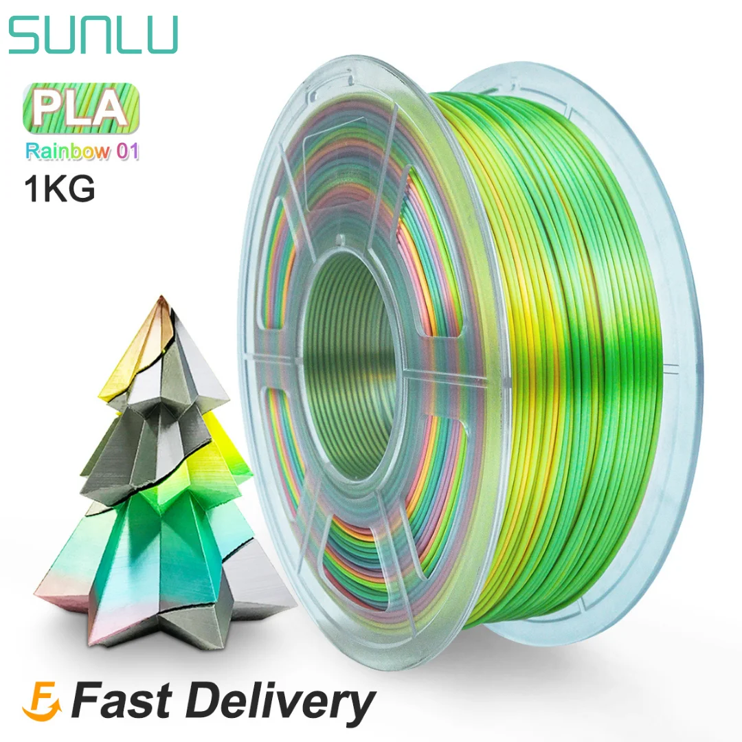 Sunlu Silk Rainbow Filament 1.75mm 1kg For 3d Printer Shiny Color Pla ...