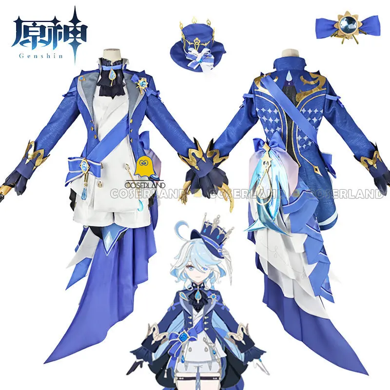 Focalors Cosplay Costume Genshin Impact Fontaine God of Justice Blue ...
