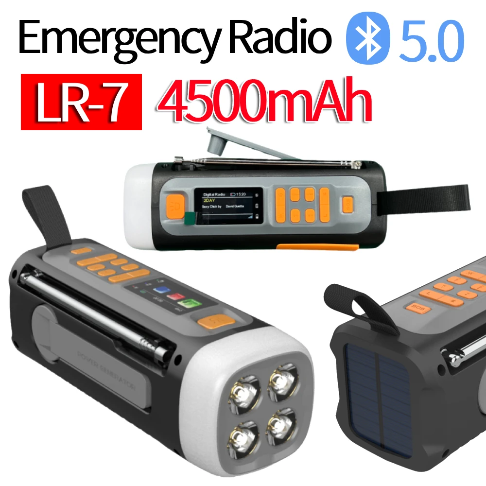 LR-7 Portable DAB FM Radio with Flashlight BT 5.0 Wireless Speaker ...