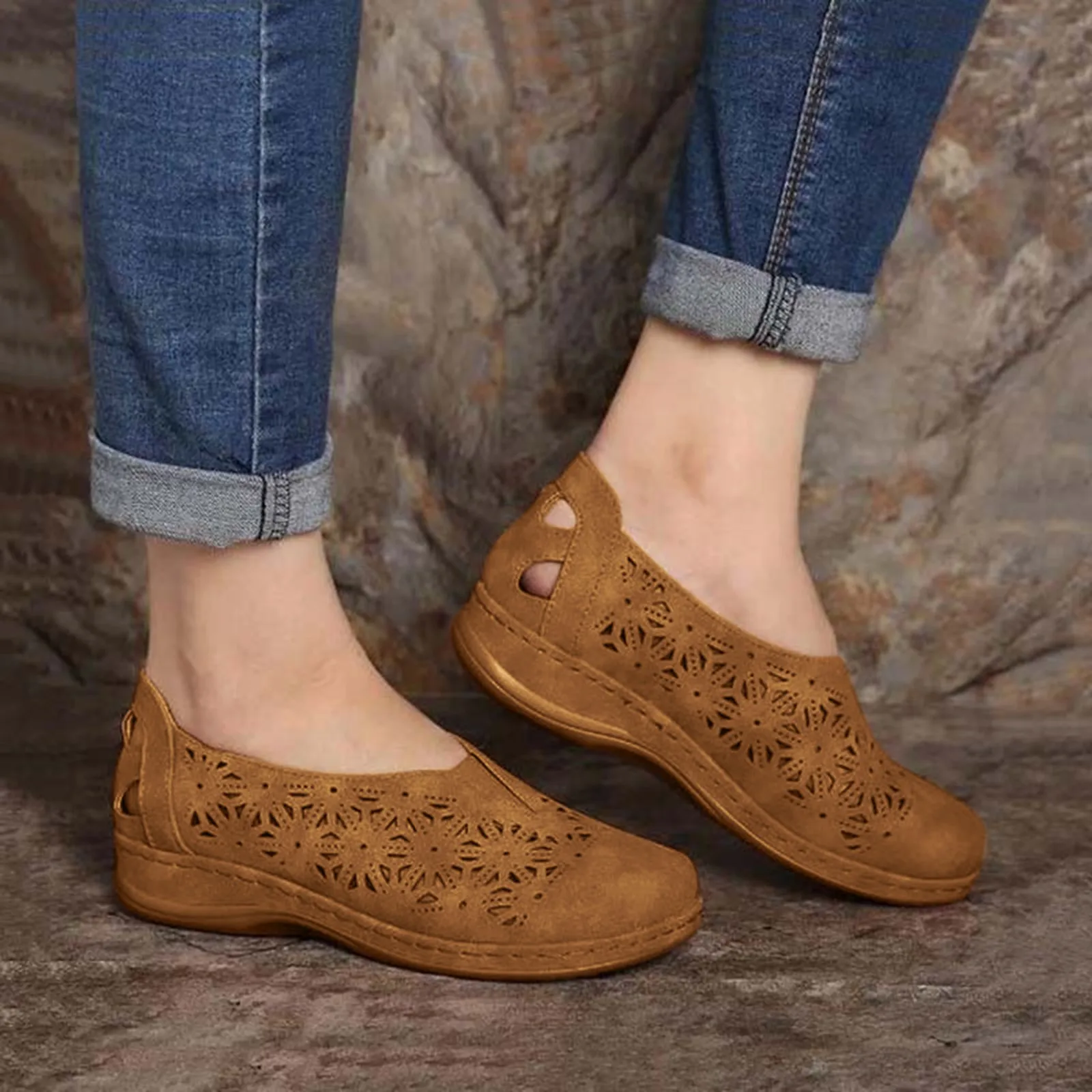 Sandalias-anchas-con-cu-a-para-mujer-zapatos-de-vestir-de-piel-de ...