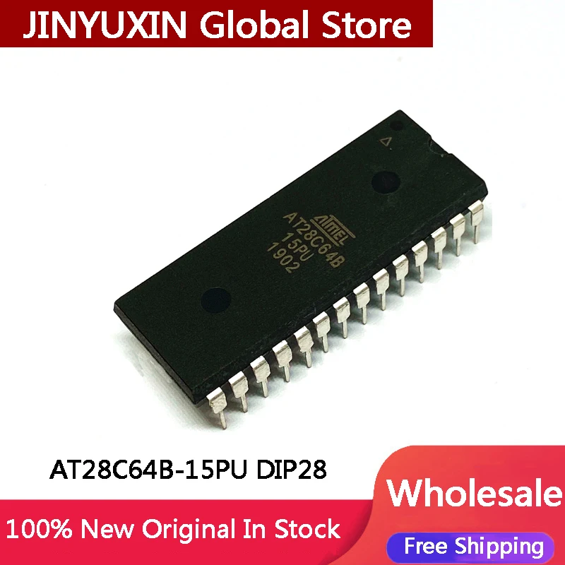 1-5Pcs-New-AT28C64B-15PU-AT28C64B-DIP28-EEPROM-Memory-IC-Chip-In-Stock ...