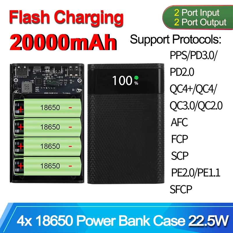 25W-20000mAh-4-18650-Battery-Storage-Boxes-DIY-Power-Bank-Case-Super ...