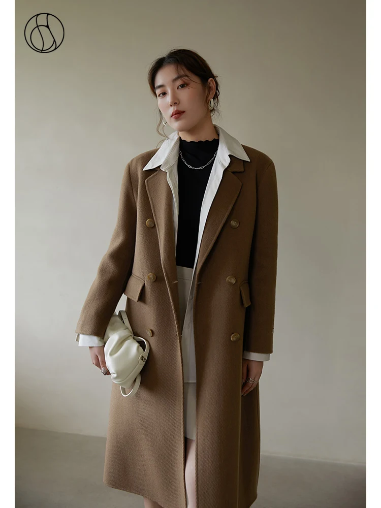 DUSHU-Women-Double-Breasted-Coat-Suit-Collar-Straight-Double-breasted ...