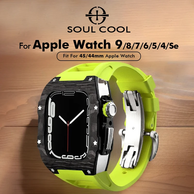 Retrofit-Kit-Carbon-Fiber-Case-for-Apple-Watch-45mm-44mm-Mod-Kit-For ...