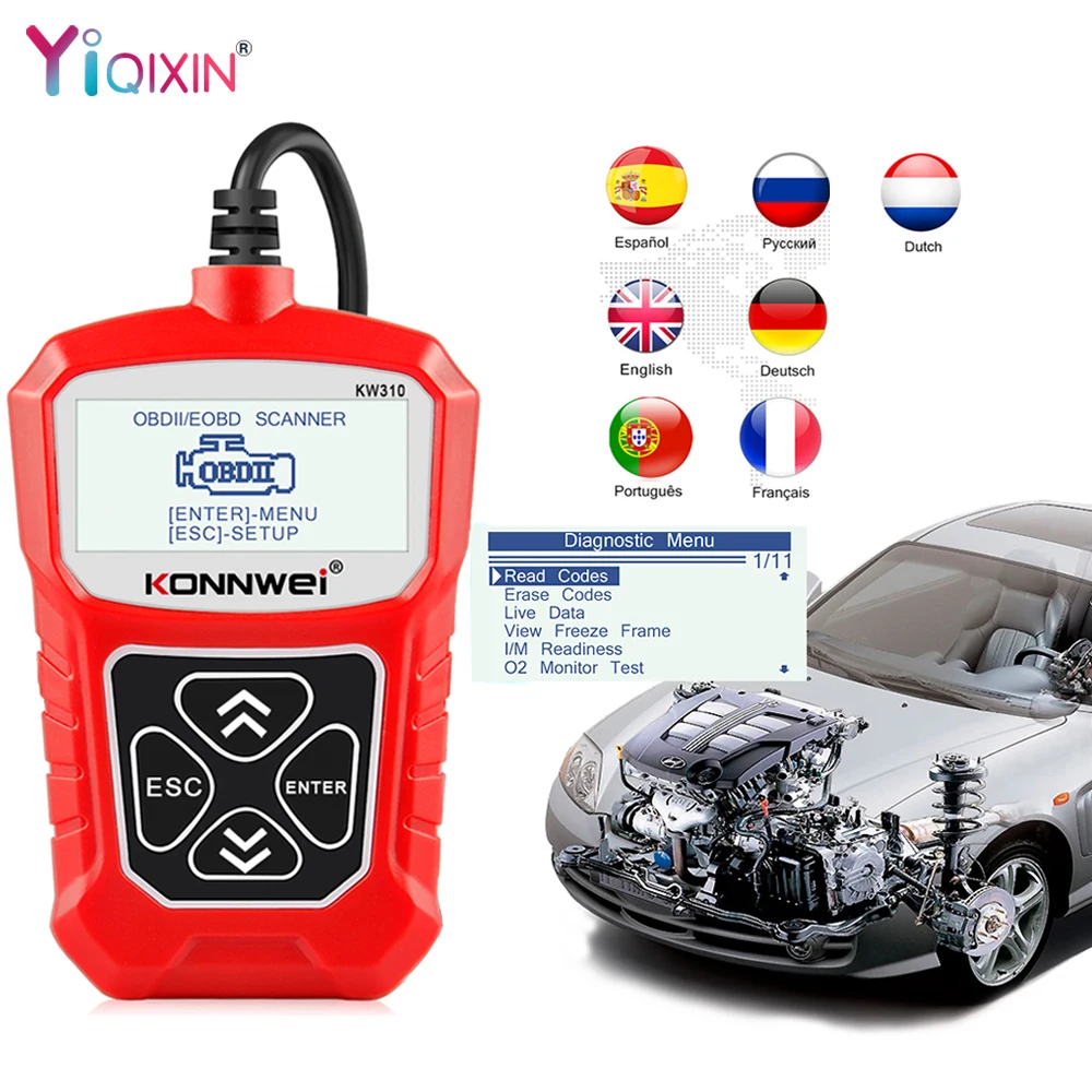 Car-Diagnostic-Tool-Cars-OBD-2-Code-Reader-Fault-Detection-OBD2-II-Auto ...