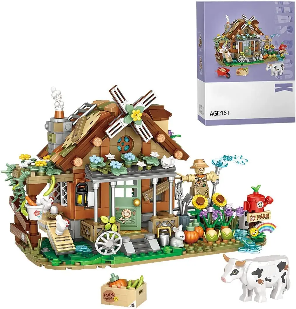 899PCS-Farm-Cottage-Modular-House-Building-Blocks-Construction-Kit-Farm ...