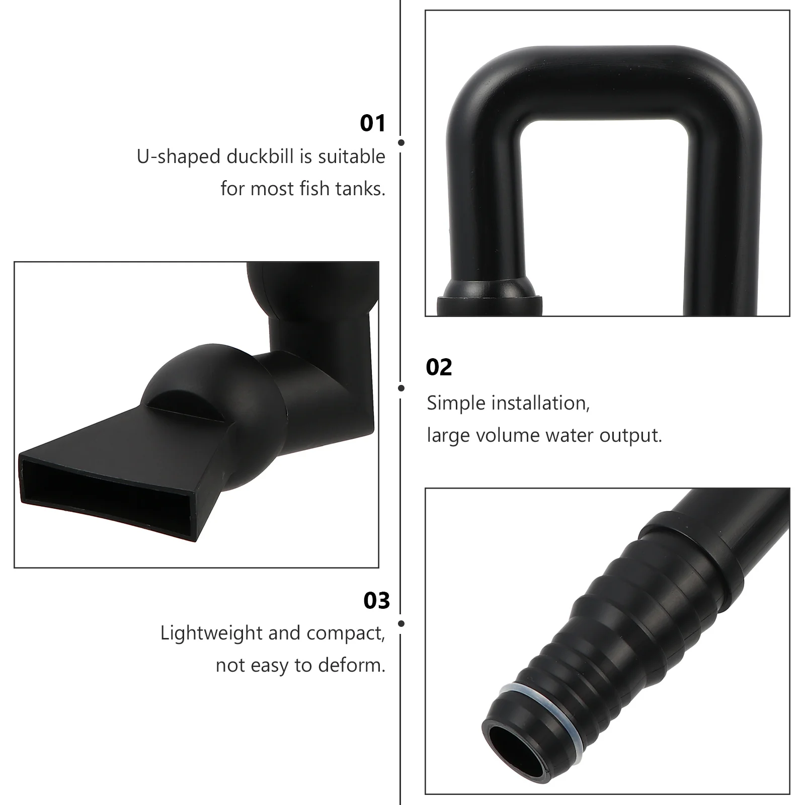 Aquarium Water Outlet U Shape Duckbill Nozzle 360 Degree Rotation Fish ...