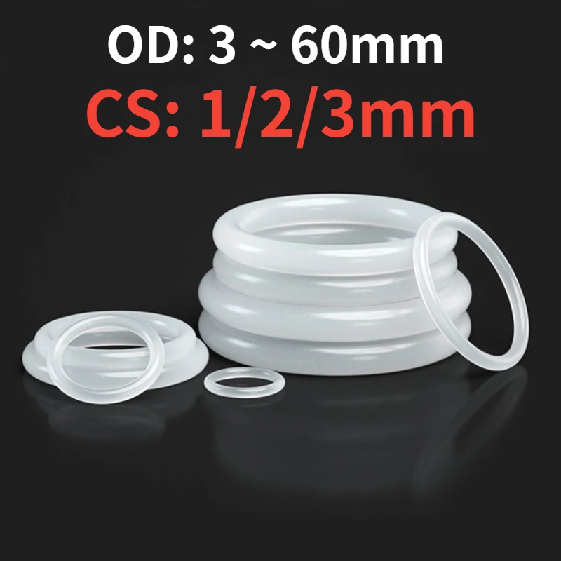 5/10/50PCS White Silicone O Ring Gasket CS 1/2/3mm OD 3~ 60mm Food ...