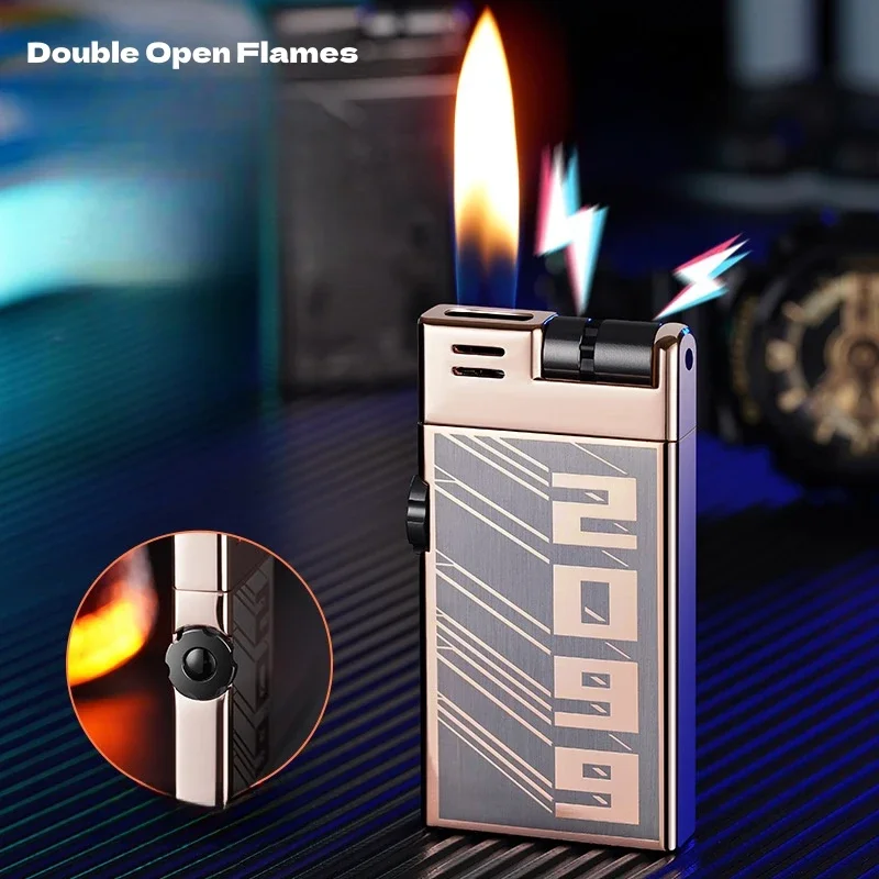 Metal-Double-Open-Fires-Inflatable-Lighter-Creative-Roller-Battery ...