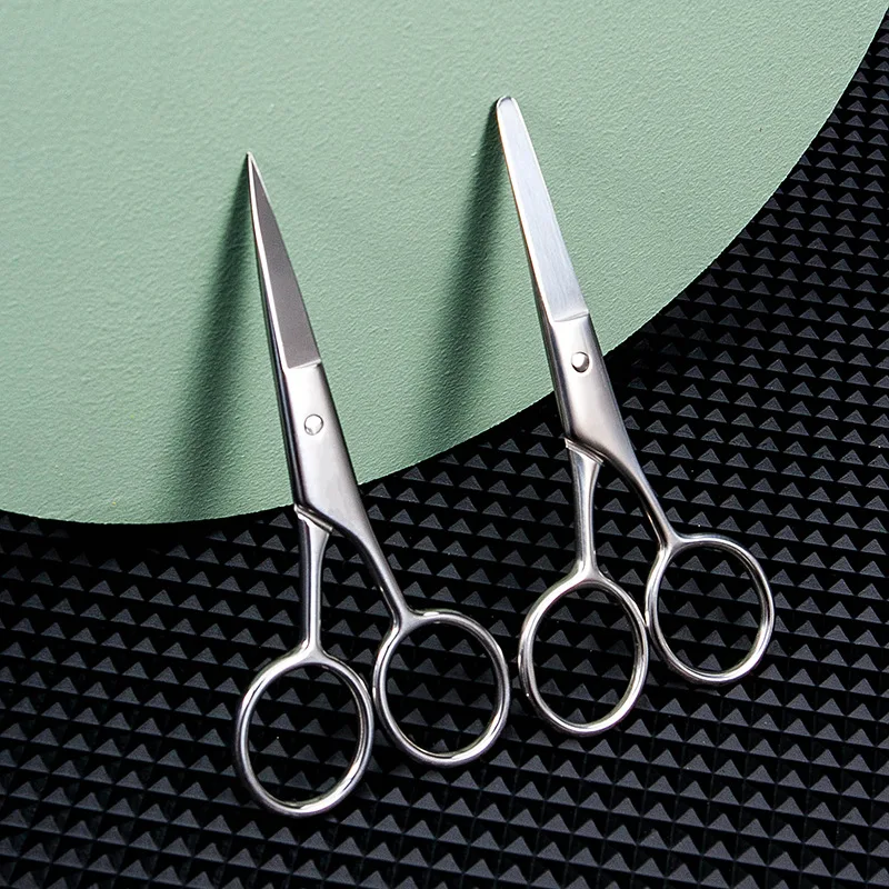 Stainless-Steel-Round-Head-Nose-Hair-Scissors-Makeup-Eyebrows-Small ...