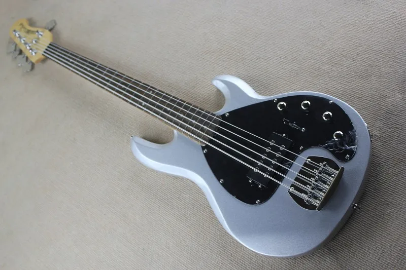 Chinese-guitar-factory-custom-NEW-silver-man-bass-5-strings-electric ...