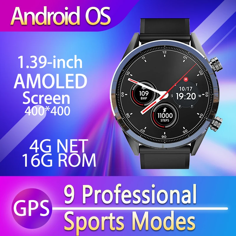KC08 4G NET AMOLED Smartwatch para homens, 1.39 "Screen, WiFi, sistema ...
