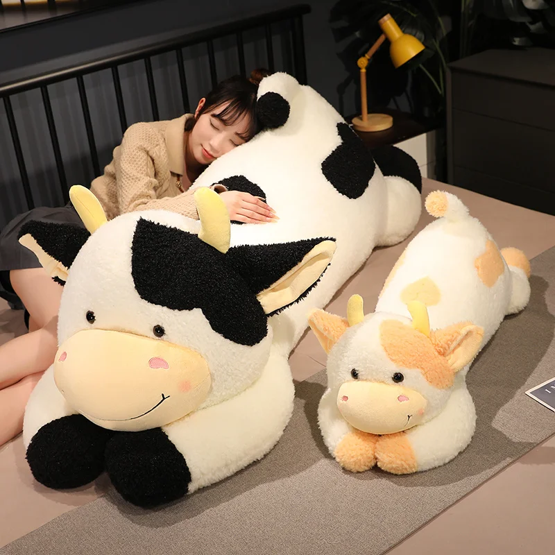 90-110CM-Lovely-Milk-Cow-Plush-Toys-Cartoon-Stuffed-Animal-Cattle-Dolls ...