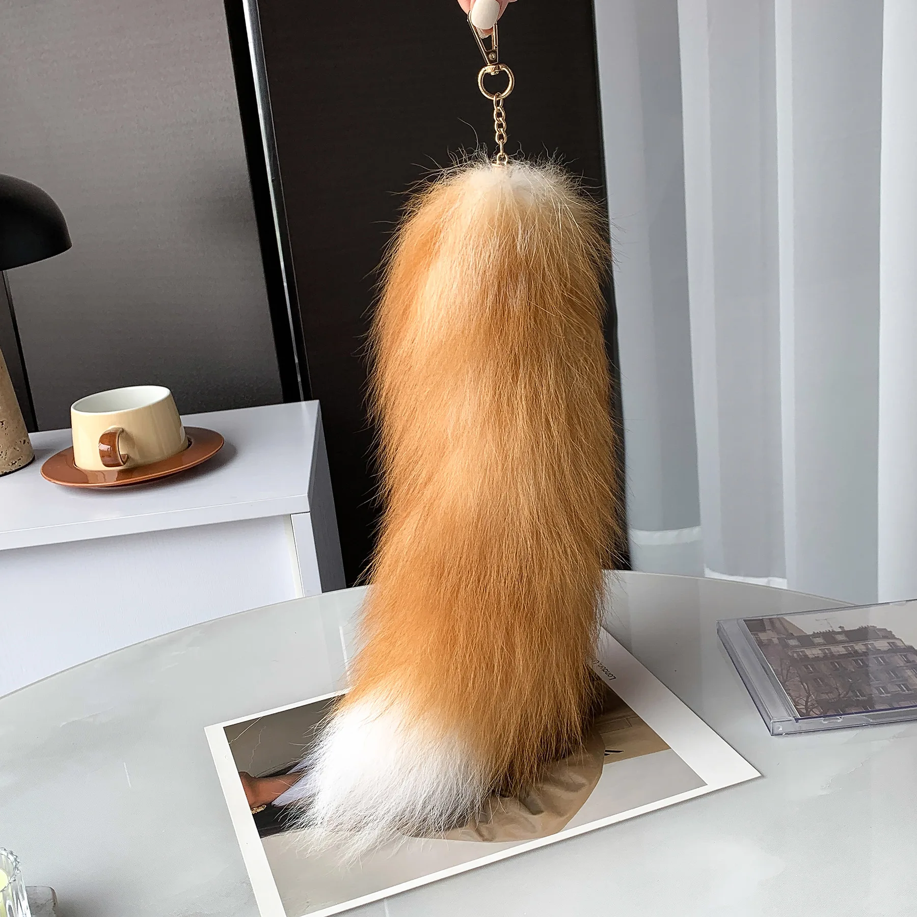 40cm-Real-Fox-Tail-Keychain-Unisex-Pompom-Pendant-Bag-Charm-Car-Keyring ...