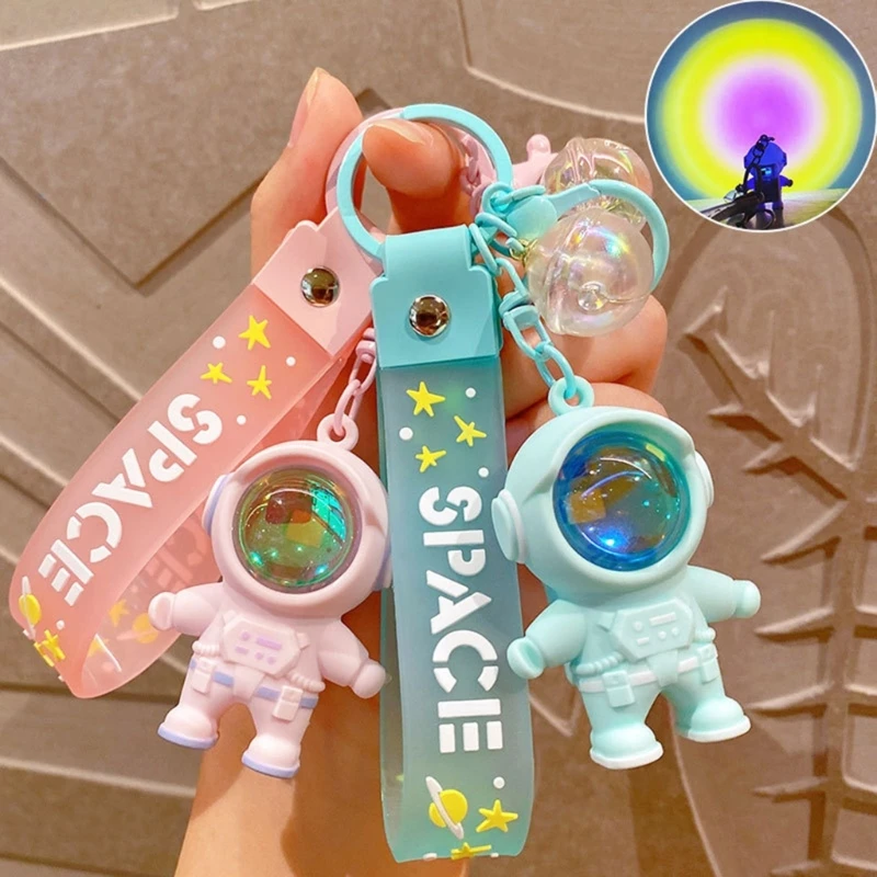 Spaceman-Keychain-with-Letter-Wristband-Astronaut-Keyring-Sunset-Projector-Light-Keychain ...