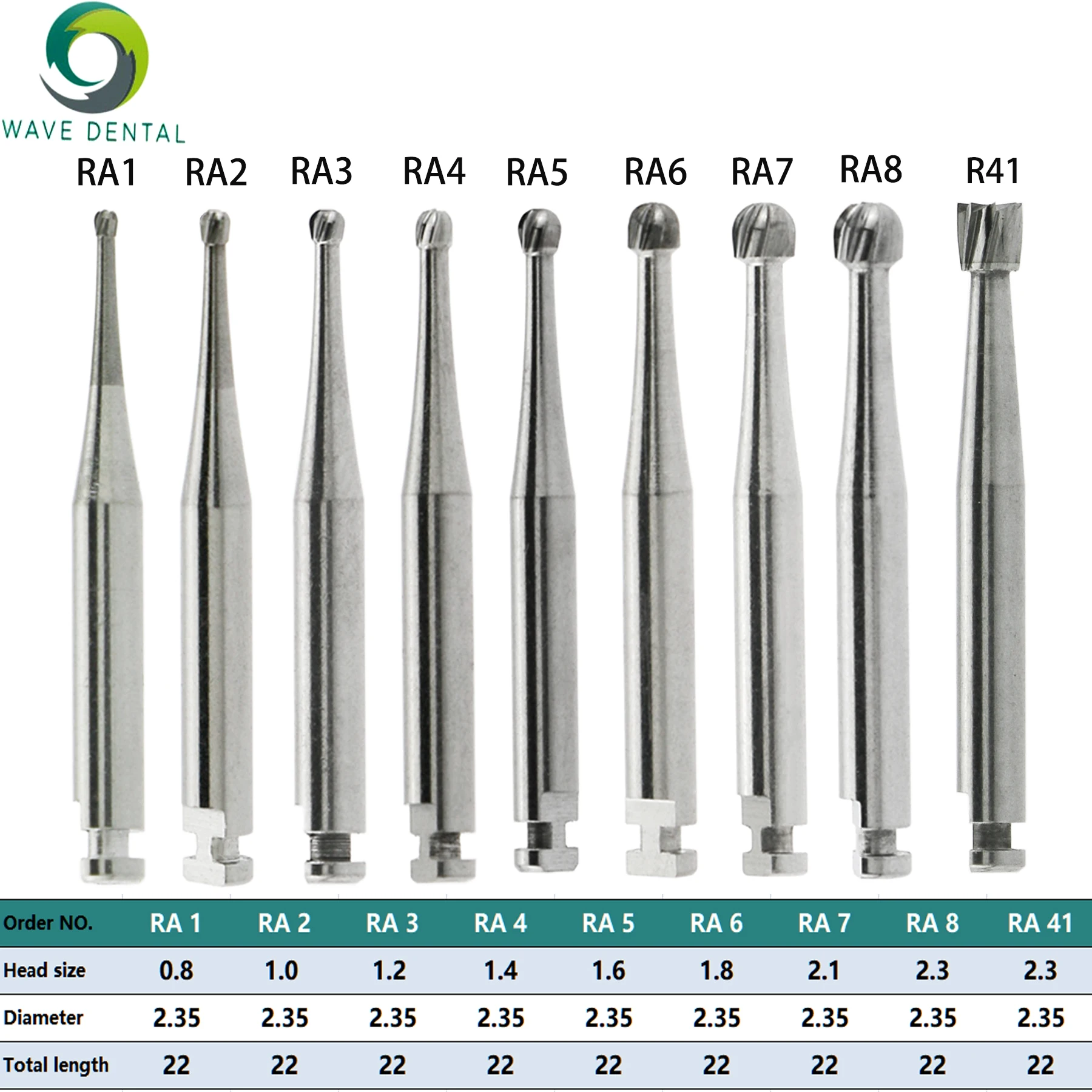 PRIMA WAVE Dental Burs Tungsten Carbide Burs Round Head RA Series ...
